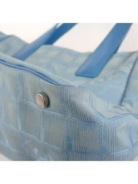 CHANEL | Bags | Chanel New Travel Line Tote Pm Nylon Leather Blue ...